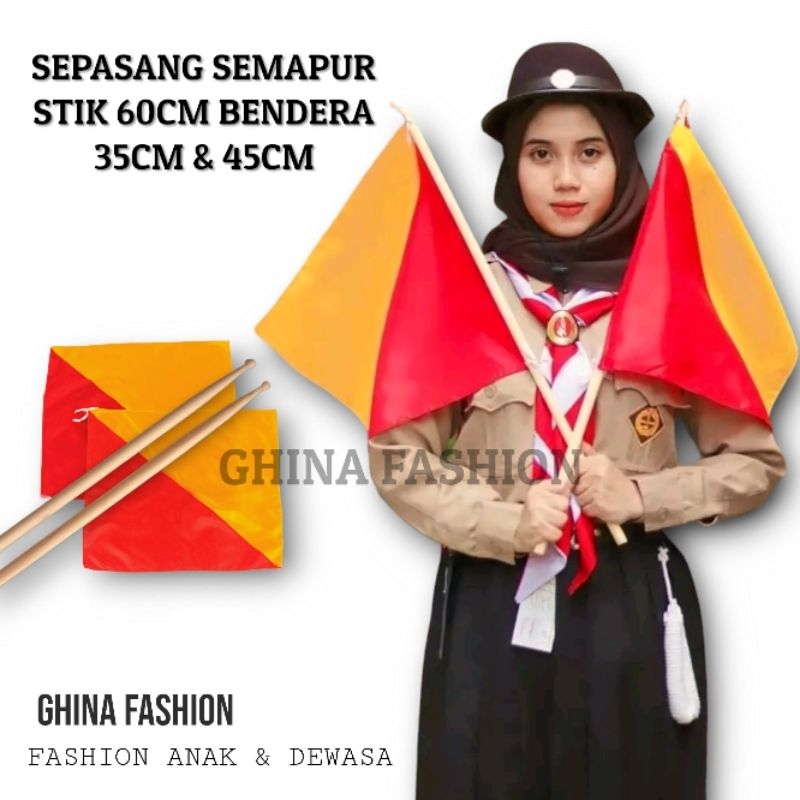 Jual Sepasang Bendera Tongkat Stik Semapur Semaphore Pramuka SD SMP SMA ...