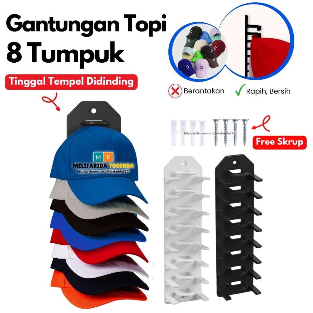 Jual Rak Topi Dinding Minimalis Berperekat Serbaguna Gantungan untuk ...