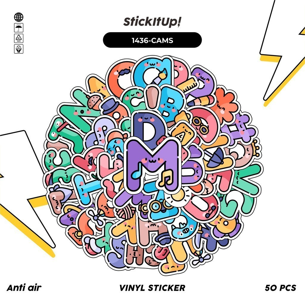 Jual COD 100 Pcs Stiker Cute Alphabet / huruf / abjad Mix Lucu Anti Air ...
