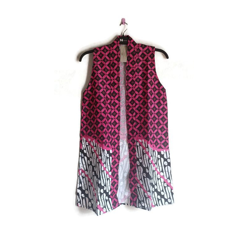 Jual ROMPI BATIK TANPA LENGAN VEST BATIK KATUN V-NECK SETRIP BUNGA ALL ...