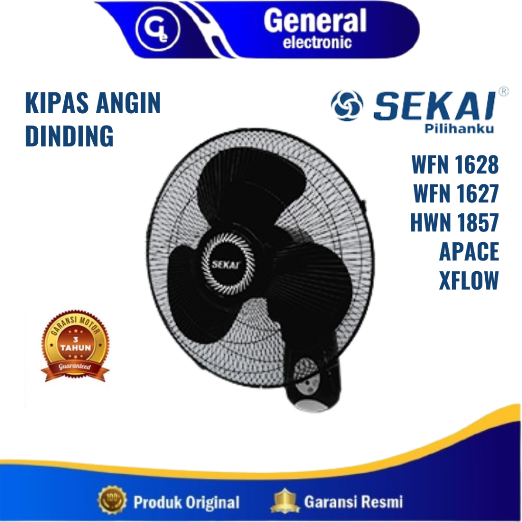 Jual Kipas Angin Dinding / Wall Fan SEKAI WFN-1627 - WFN-1628 - HWN-1857 - Xflow - Apace ...