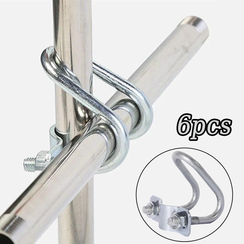 Jual 6PCS Klem Pipa Plat Besi Seng Clamp Penjepit Pipa Baja M8 Double U ...