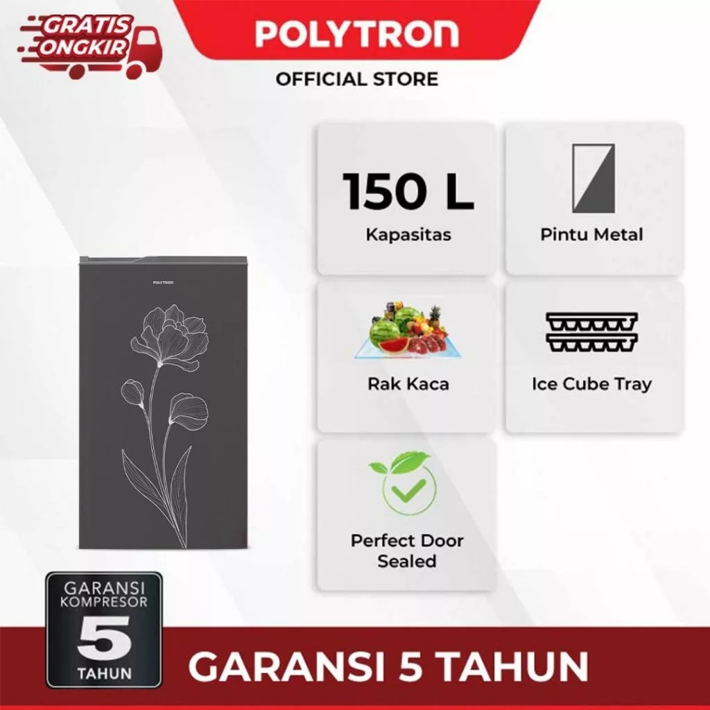 Jual POLYTRON Kulkas 1 Pintu Metallic 150 Liter PRB-157TY (YDIT ...