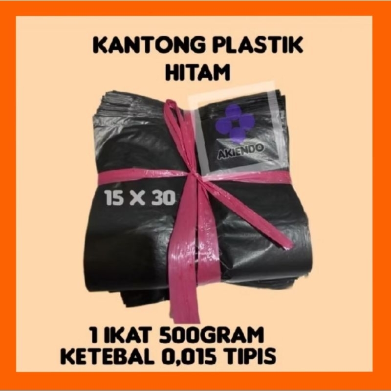 Jual kantong kresek hitam 15 kecil / kantong kresek ikatan UK.15 hitam/kantong plastik hitam ...