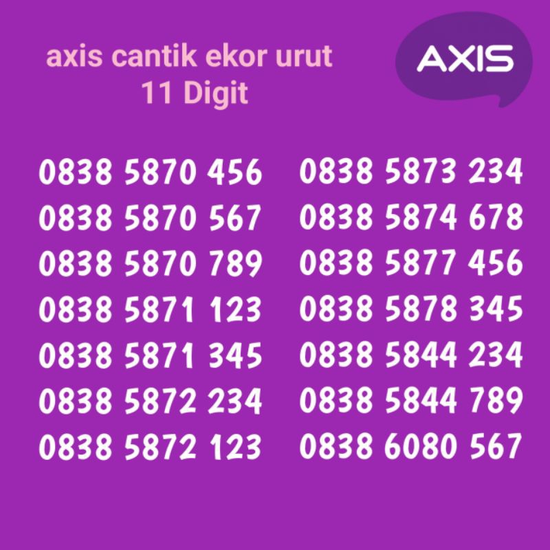 Jual nomor axis cantik 11 digit serian ekor urut naik | Shopee Indonesia
