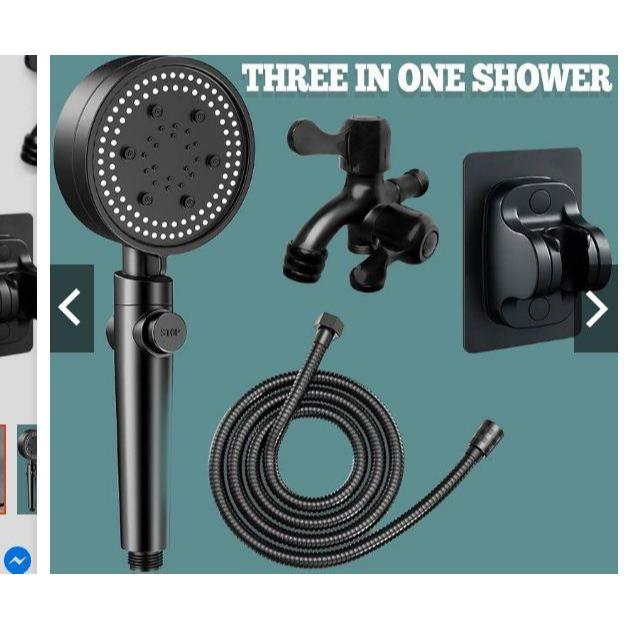 Jual 3In 1 Kepala Shower Set Mandi Hitam Premium Shower Head Set 5 Mode Adjustable Shower Dengan ...