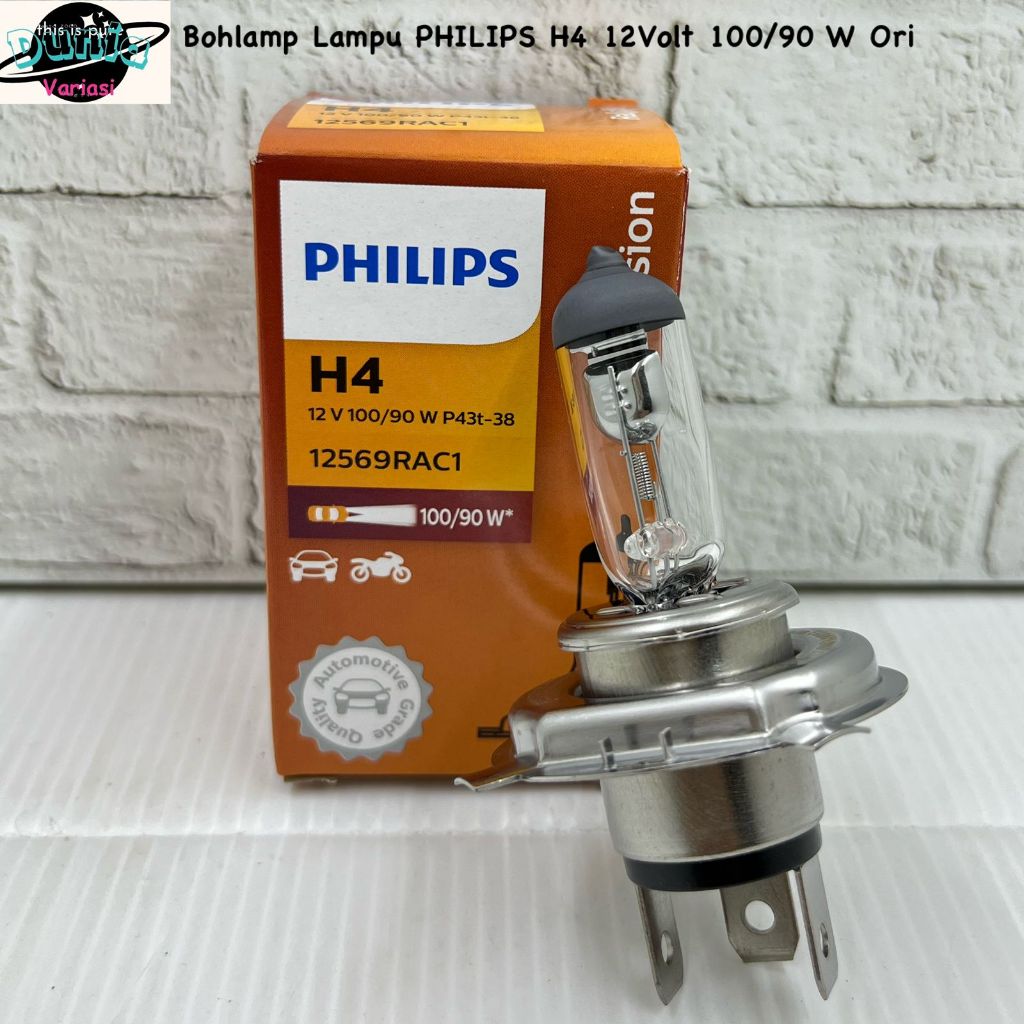 Jual Lampu Philips H4 12V 100/90 Bohlam Bolham Philips Lampu Headlamp Mobil H4 100/90 W 12v Asli ...