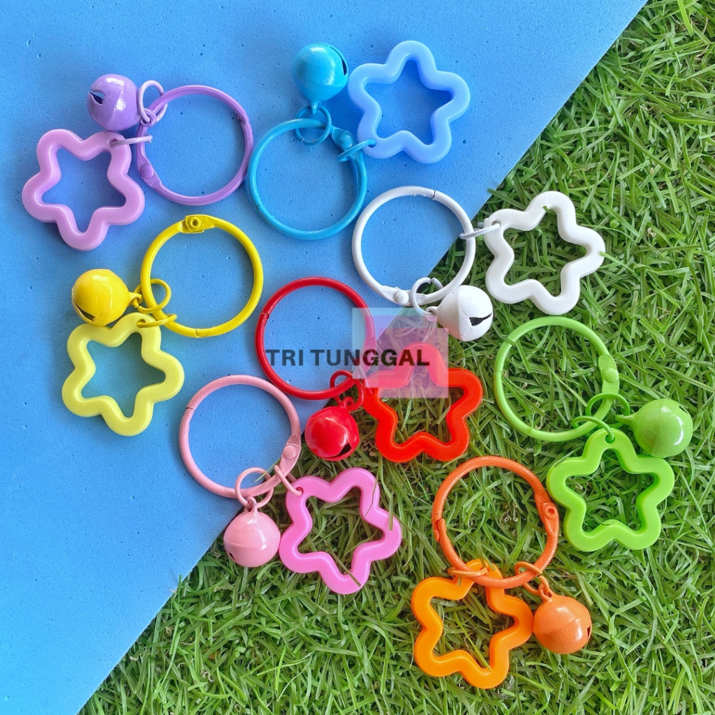 Jual Gantungan Metal Bell Keychain Bintang Lonceng Warna Warni Key Ring ...