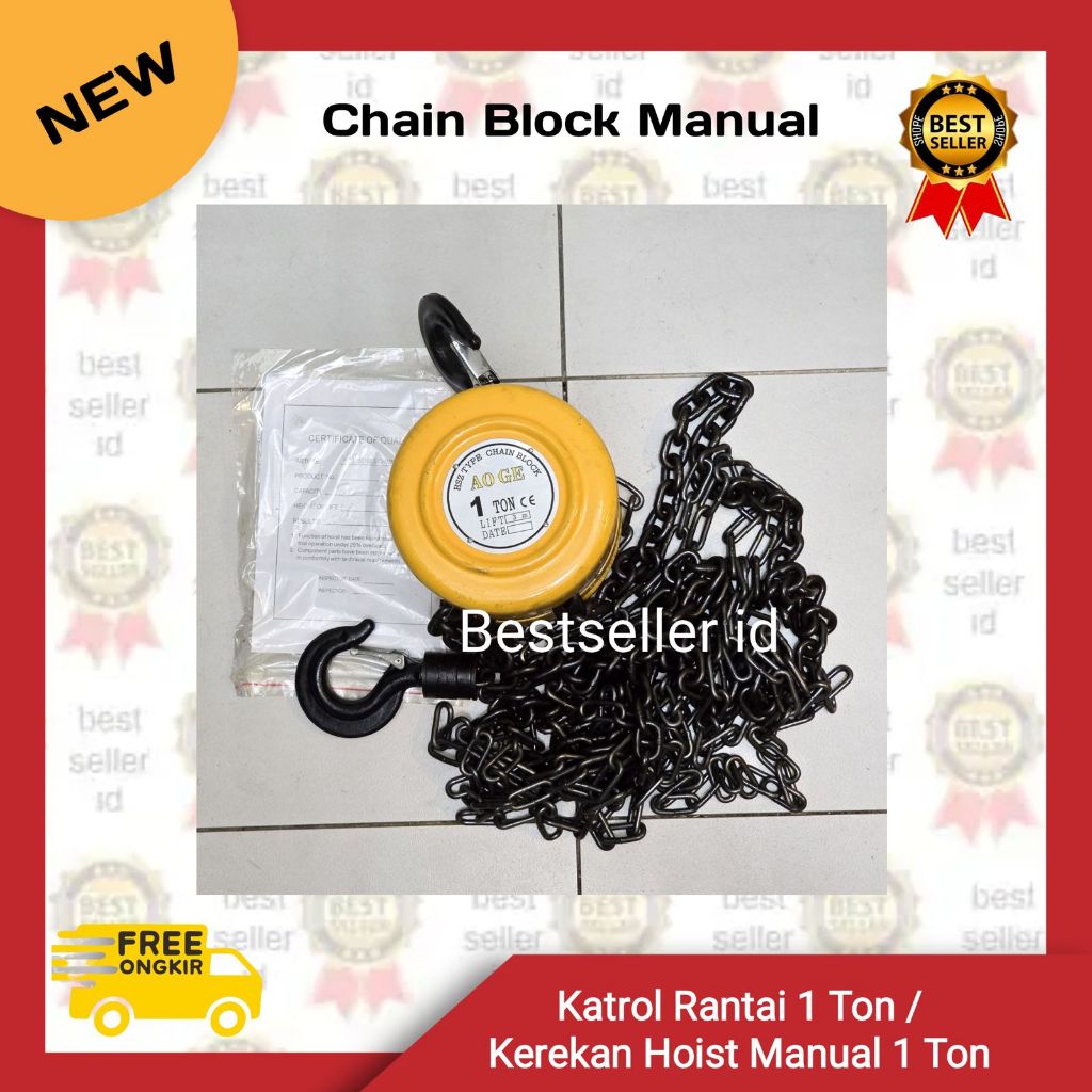 Jual Chain Block 1 Ton / Takel Katrol Kerekan Manual 1T / Takel Manual ...