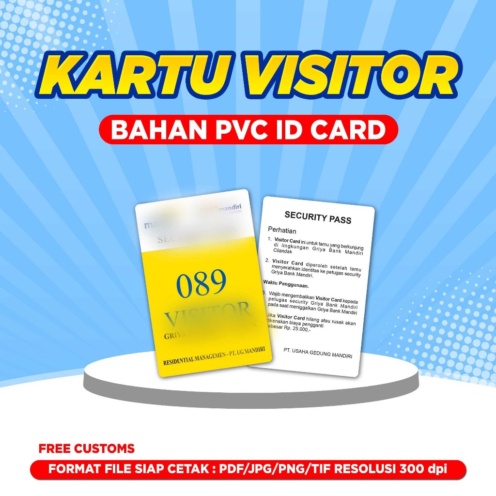 Jual Cetak Visitor Card / Kartu Parkir bahan PVC tebal premium | Shopee Indonesia