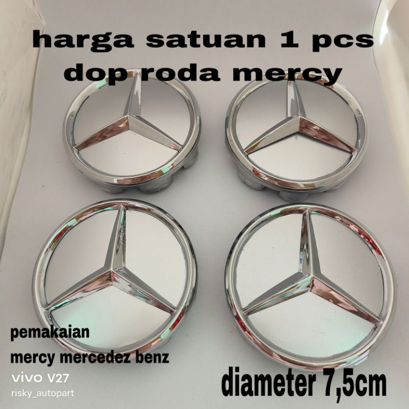 Jual ⭐⭐⭐⭐Dop roda tutup velg mercy Mercedes benz chrome 7.5cm chrome ...