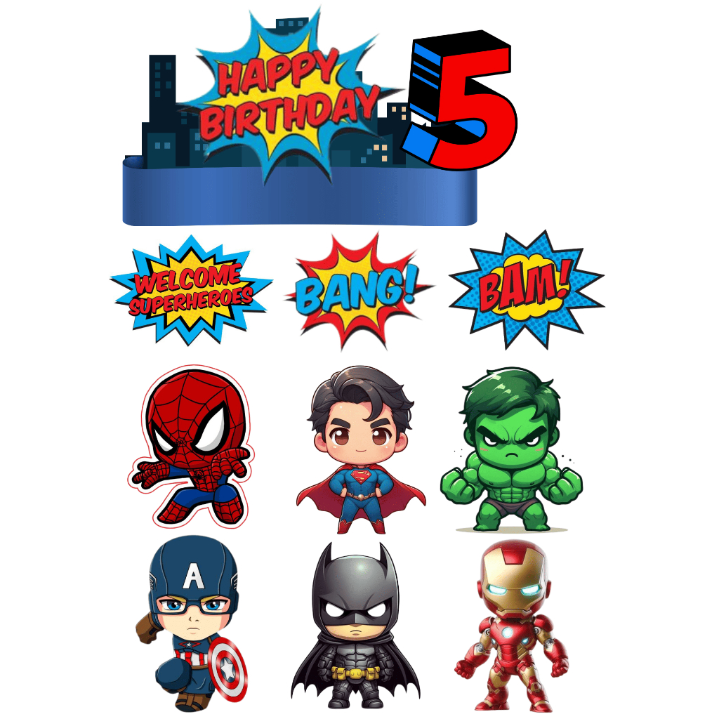 Jual TOPPER CAKE - SUPERHERO cake topper toper birthday set topper cake ...