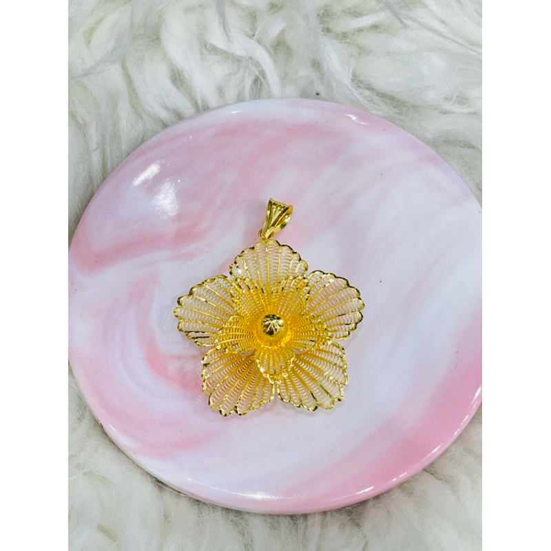 Jual liontin bunga kerawang mewah elegant emas asli kadar 700 | Shopee ...