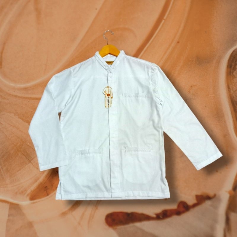 Jual BAJU KOKO MUSLIM PUTIH PANJANG ZABBAR MUAZ 3 SAKU / BAJU KOKO ...