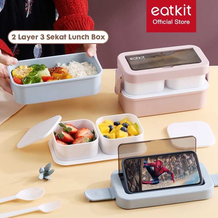 Jual Produk Terpopuler Eatkit Lunch Box Set 2 Tingkat 125ml Sauce Cup Anti tumpah Free Sendok ...