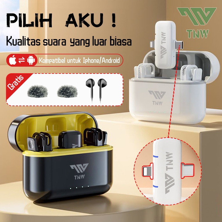 Jual TNW A11 Wireless Microphone 2In1 Clip On Mic Wireless Dual Mic ...