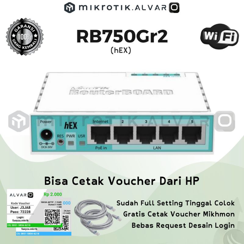 Jual MikroTik Router RB750Gr2 hEX Full Setting Hotspot Voucher Rt RW ...