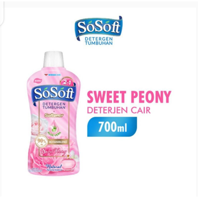 Jual SO SOFT SWEET PEONY DETERGEN CAIR BOTOL 700ML WINGS SOSOFT ...