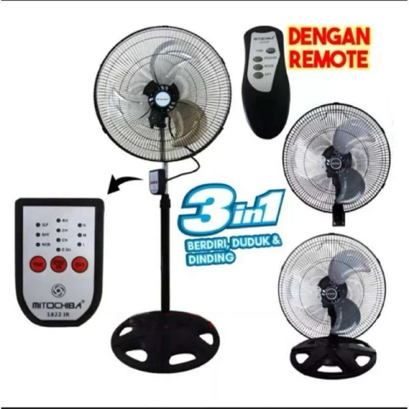 Jual Kipas Angin Mitochiba MT 1822 SR Remote 3 in 1 fan 18 inch Tornado ( Ada REMOTE ) | Shopee ...