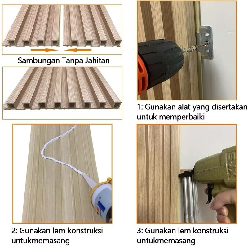 Jual Partisi Dinding Bilah WPC dalam ruangan Panel PVC Dinding interior ...