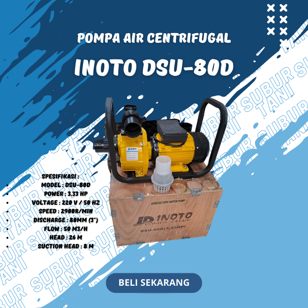Jual POMPA AIR CENTRIFUGAL INOTO DSU 80D 3HP/POMPA AIR IRIGASI ...