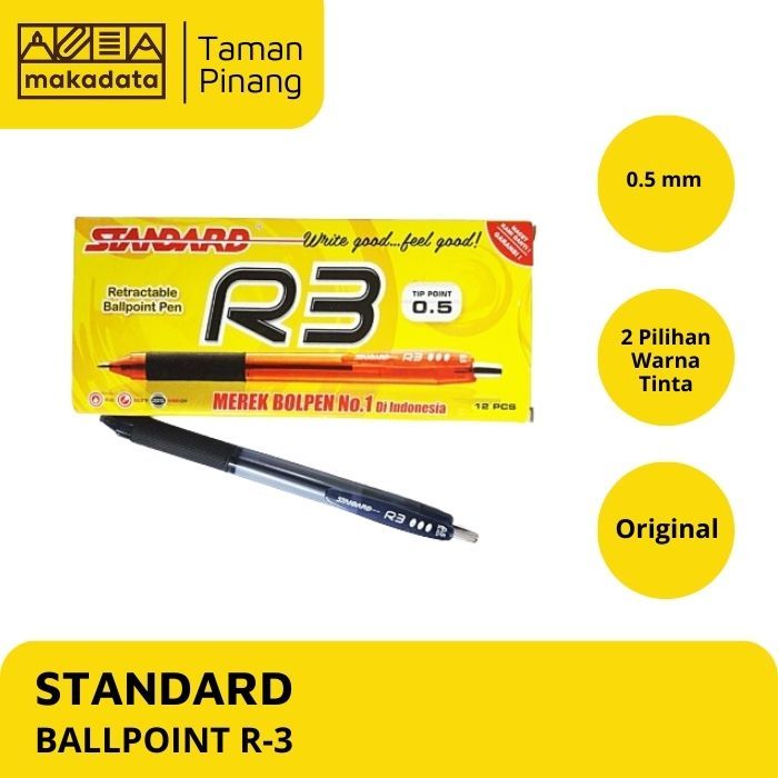 Jual STANDARD BALLPOINT / PULPEN / PEN R3 (1 PCS) | Shopee Indonesia