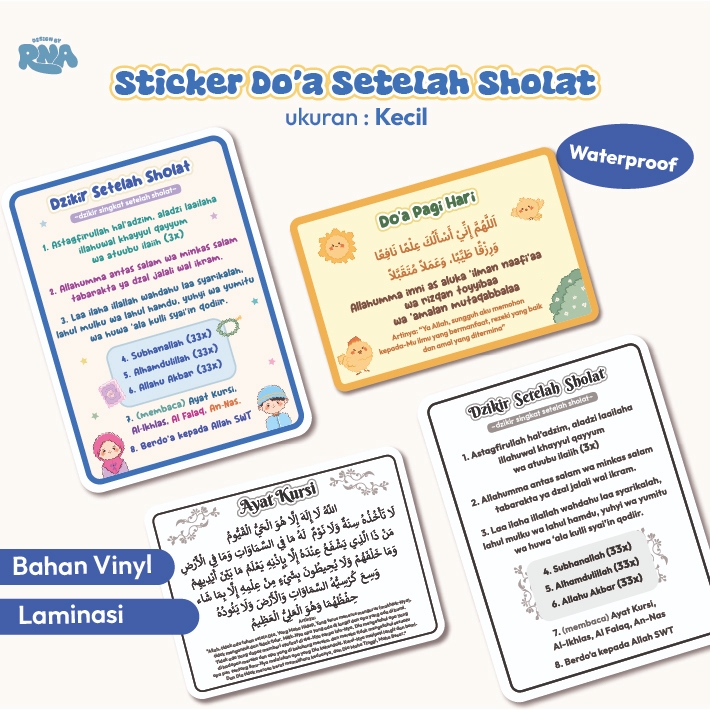 Jual Stiker Do'a Bacaan Setelah Sholat | Sticker Muslim | Dzikir Islam ...