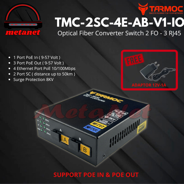 Jual Tarmoc TMC-2SC4E-AB-V1-IO | Media Converter Switch 2FO 4LAN / 2 FO 4 LAN 10/100Mbps POE IN ...