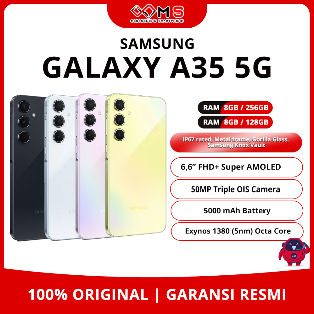 Jual SAMSUNG GALAXY A35 5G RAM 8/256 GB RAM 8GB ROM 256GB NEW SEGEL GARANSI RESMI | Shopee Indonesia