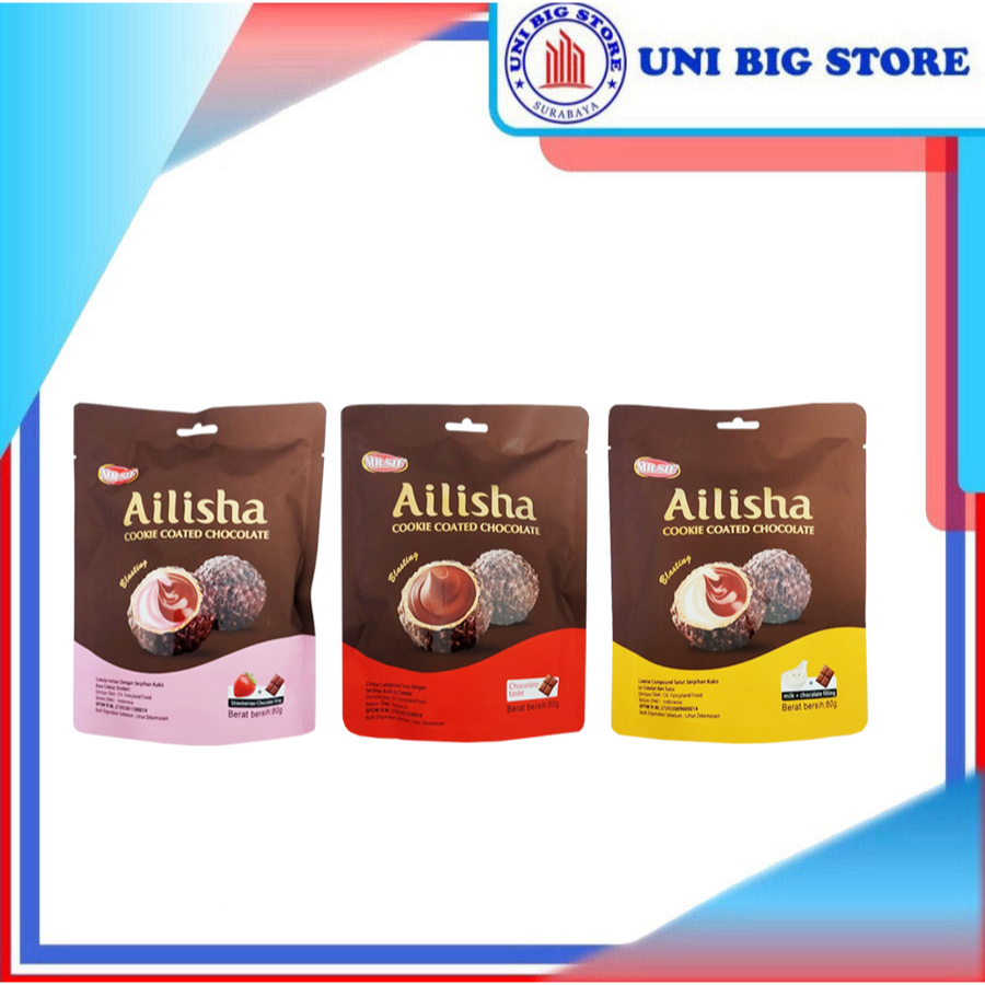 Jual Mr Sif Ailisha Cookie Coated Chocolate 80 gr Cokelat Compound ...