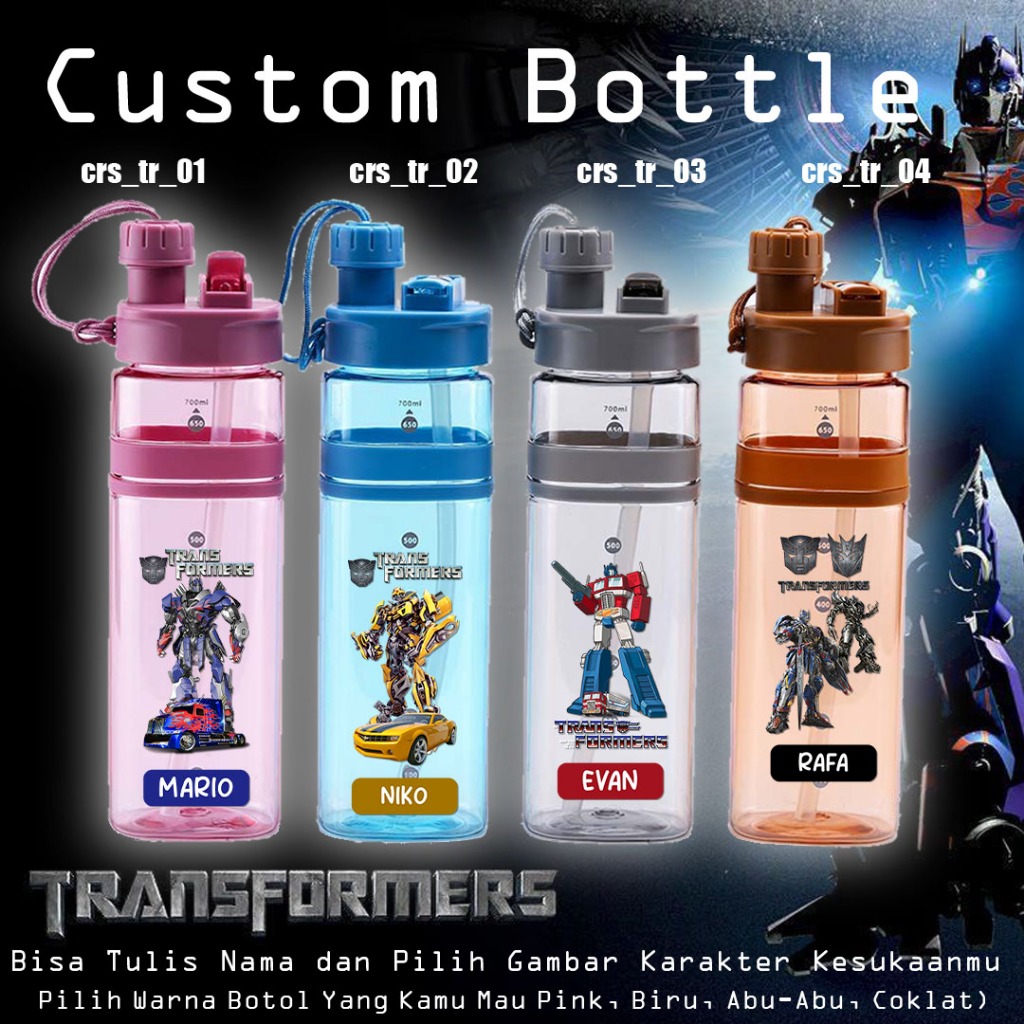 Jual BOTOL MINUM CUSTOM 2 IN 1 Teguk & Sedot DESAIN KARTUN SUPERHERO ROBOT MONSTER TRANSF0RMER ...