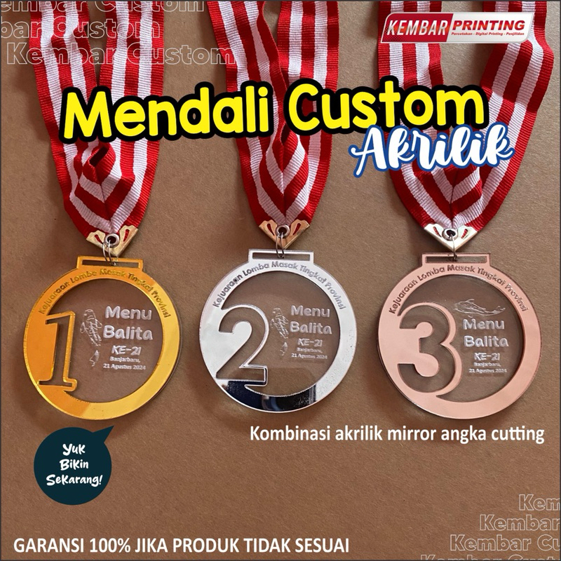 Jual Mendali Akrilik Custom wisuda kejuaraan dan gratulations (Memakai ...