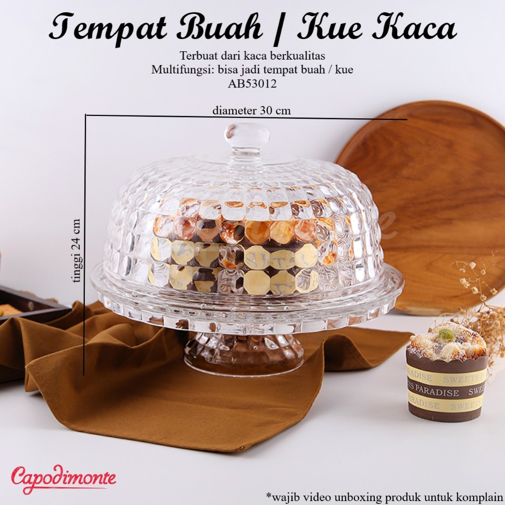 Jual CAPO Tempat Buah / Kue Kaca Multifungsi Diameter 30 cm | Shopee ...