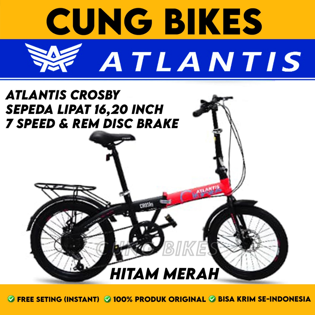 Jual Sepeda Lipat 16 20 Inch ATLANTIS CROSBY Double Cakram 7 speed ...