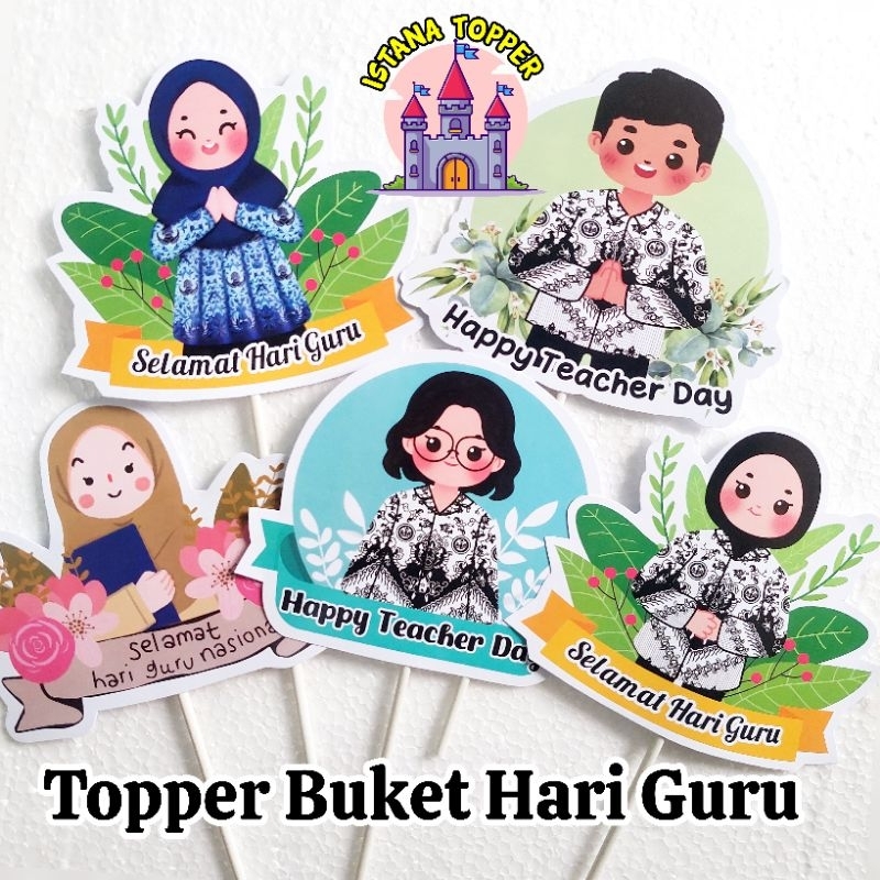 Jual Topper Buket Hari GURU Size BESAR/Topper SATUAN / Topper Buket ...