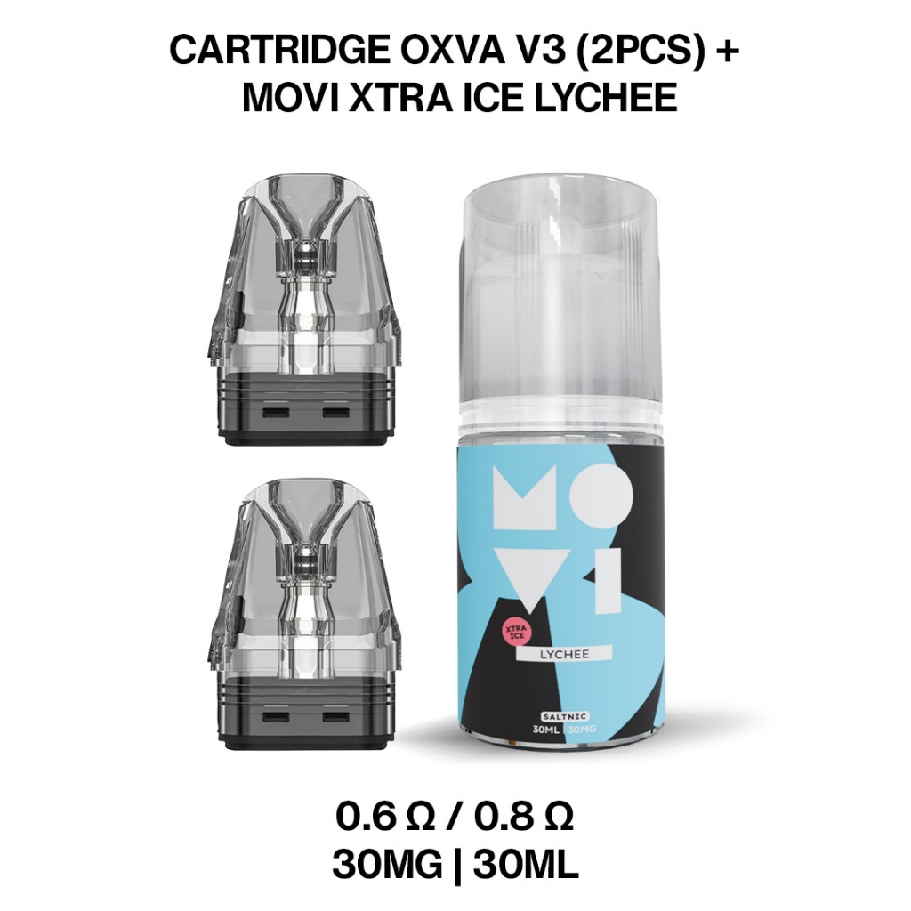 Jual BUNDLES CARTRIDGE OXVA 0.6 0.8 2PCS X MOVI XTRA ICE LYCHEE 30ML ...