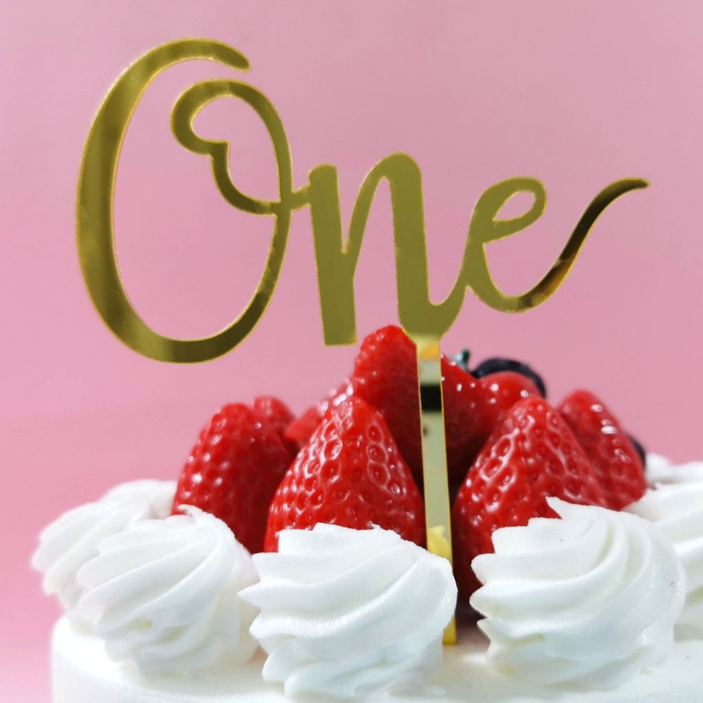 Jual Topper Kue Akrilik Tulisan ONE gold | Shopee Indonesia