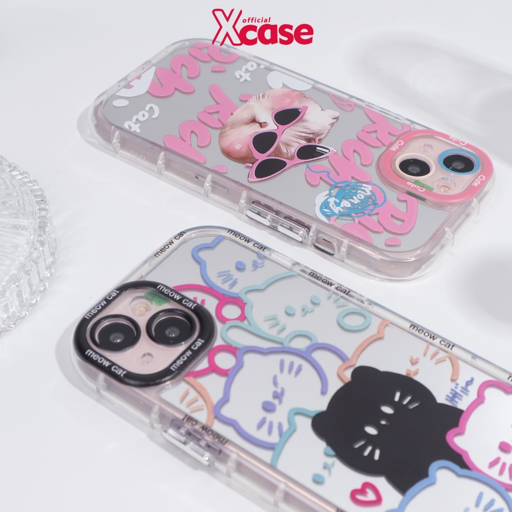 Jual Cute Cat Mirror Full Lenscover Case for iPhone XR X XS 11 12 13 14 ...