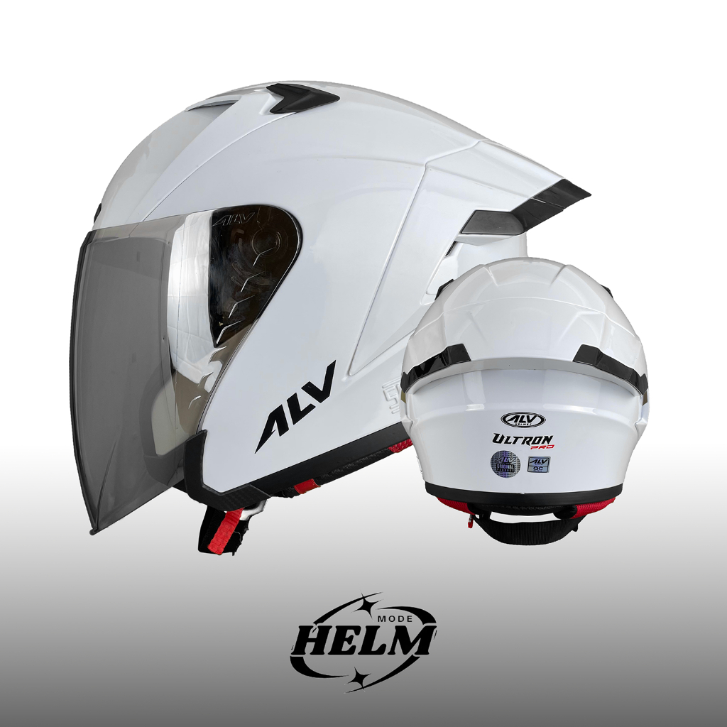 Jual ALV ULTRON PRO | HELM HALF FACE SOLID MOTIF STANDART SNI VISOR ...