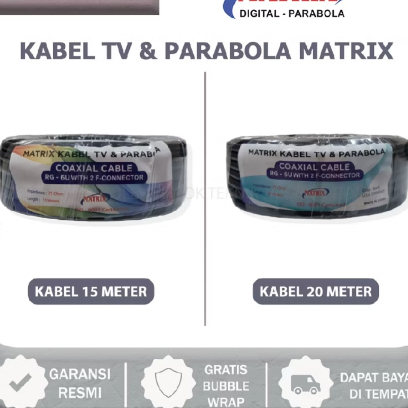 Jual Kabel Parabola MATRIX RG6 + Jack Konektor 15meter 20meter Original | Shopee Indonesia