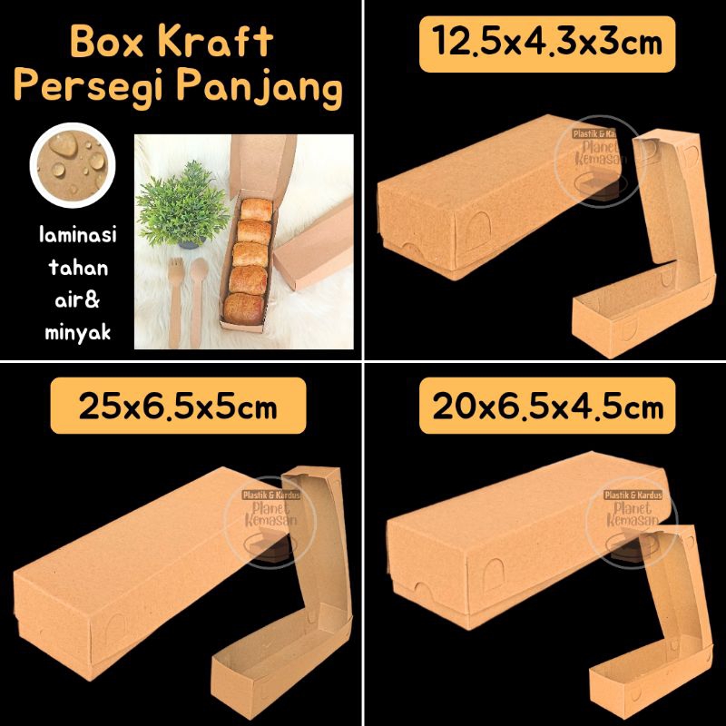 Jual BOX KRAFT LAMINASI BOX COKLAT PERSEGI PANJANG BOX CORNDOG SATE BOX ...
