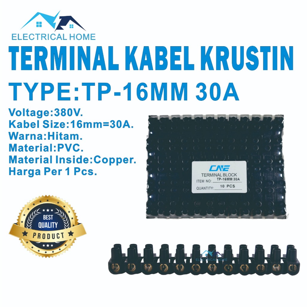 Jual TERMINAL KABEL KRUSTIN 16mm 30A / TERMINAL PLASTIK HITAM | Shopee ...