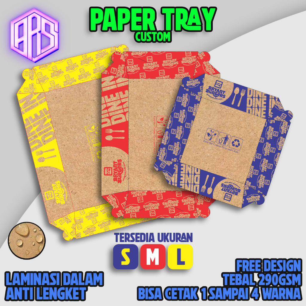 Jual Paper Tray Custom Dine In Ukuran S M L Piring Nampan Kertas ...