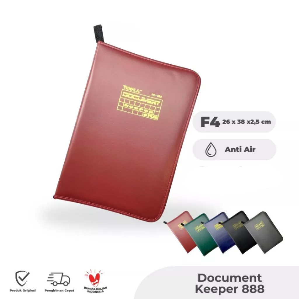 Jual Map Ijazah Resleting Kulit Anti Air Isi 20 40 60 Lembar F4 - Dokumen Keeper Topla Folio ...