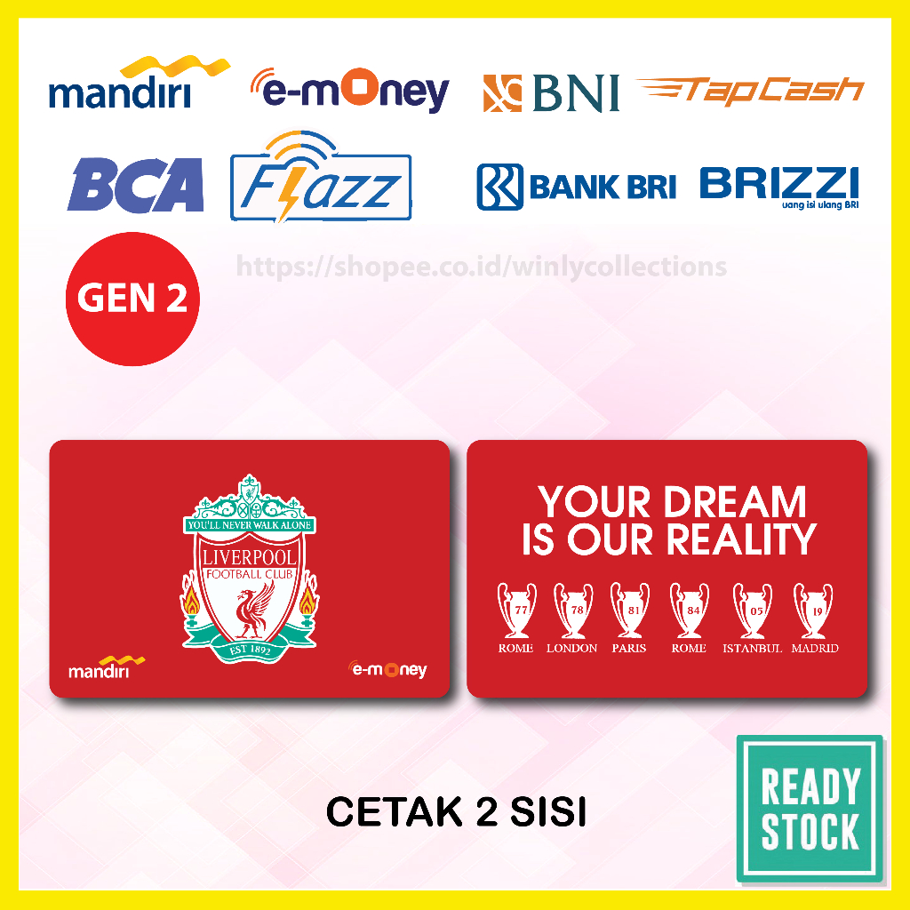 Jual KARTU EMONEY TROPI LIVERPOOL FC KLUB BOLA FLAZZ BCA GEN 2 MANDIRI ...