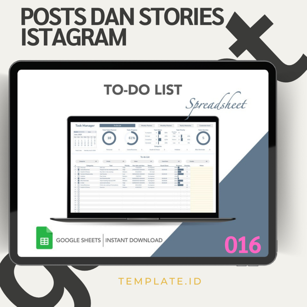 Jual Spreadsheet To-do List untuk Perencanaan Harian, Mingguan, Bulanan ...