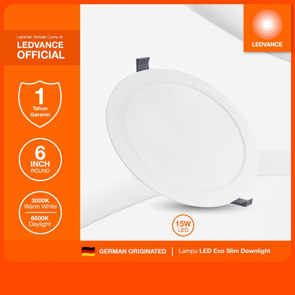 Jual LEDVANCE Lampu Plafon LED ECO Slim Downlight 15W Bulat 6 Inch Warm ...