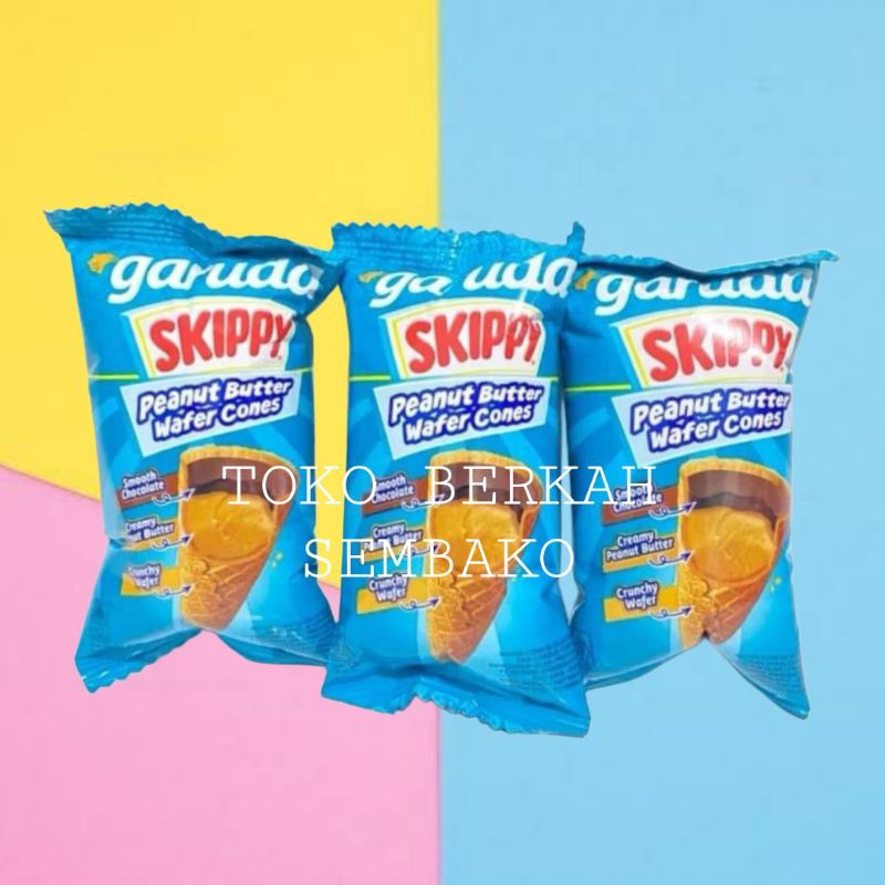 Jual (RENCENG) Garuda SKIPPY Peanut Butter Wafer Cones 15gr Isi 10Pcs ...