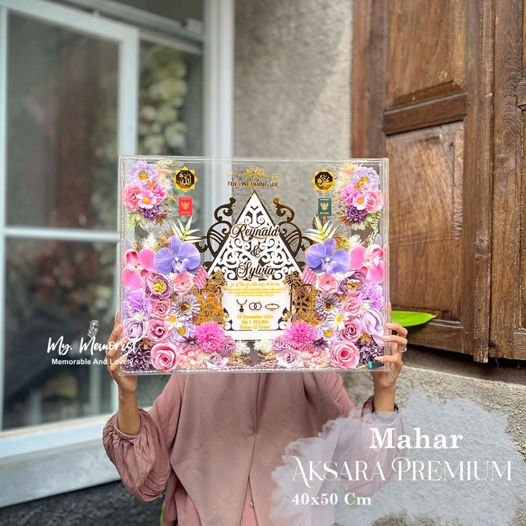 Jual Mahar Aksara Premium / Mahar pernikahan / Bunga Rustic / Akrilik ...