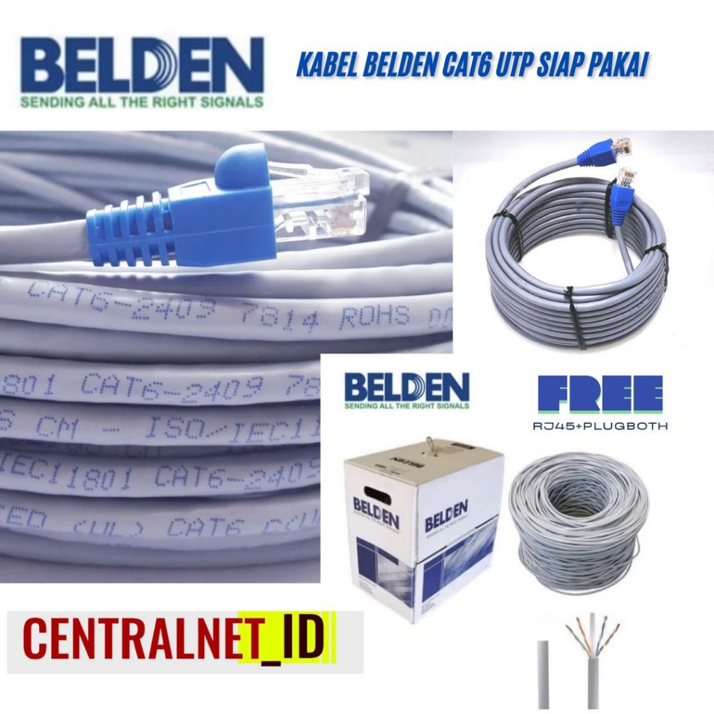 Jual Kabel Lan Belden Cat 6 USA 60 meter Siap Pakai / 60 meter UTP cat ...